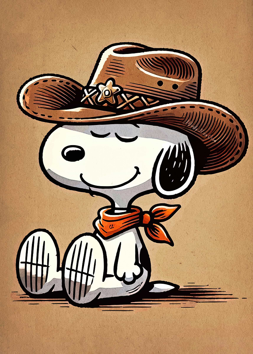 'Snoopy as a Cowboy' Poster, picture, metal print, paint by Norah Hale ...