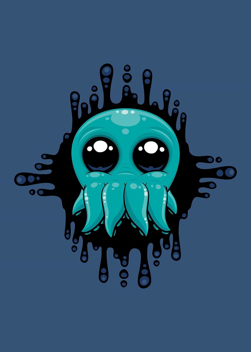 'Adorable Inky Baby Octopus Friend with Big Eyes' Poster, picture ...