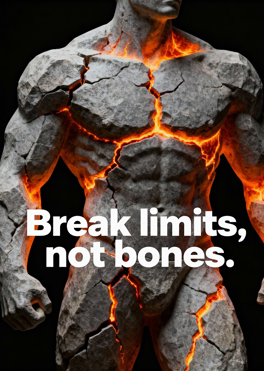 'Stone Man with Fiery Cracks' Poster, picture, metal print, paint by ...