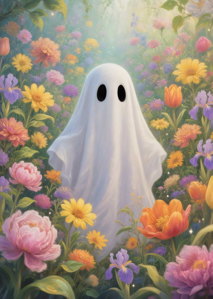 'Ghost in a flower garden' Poster, picture, metal print, paint by ...
