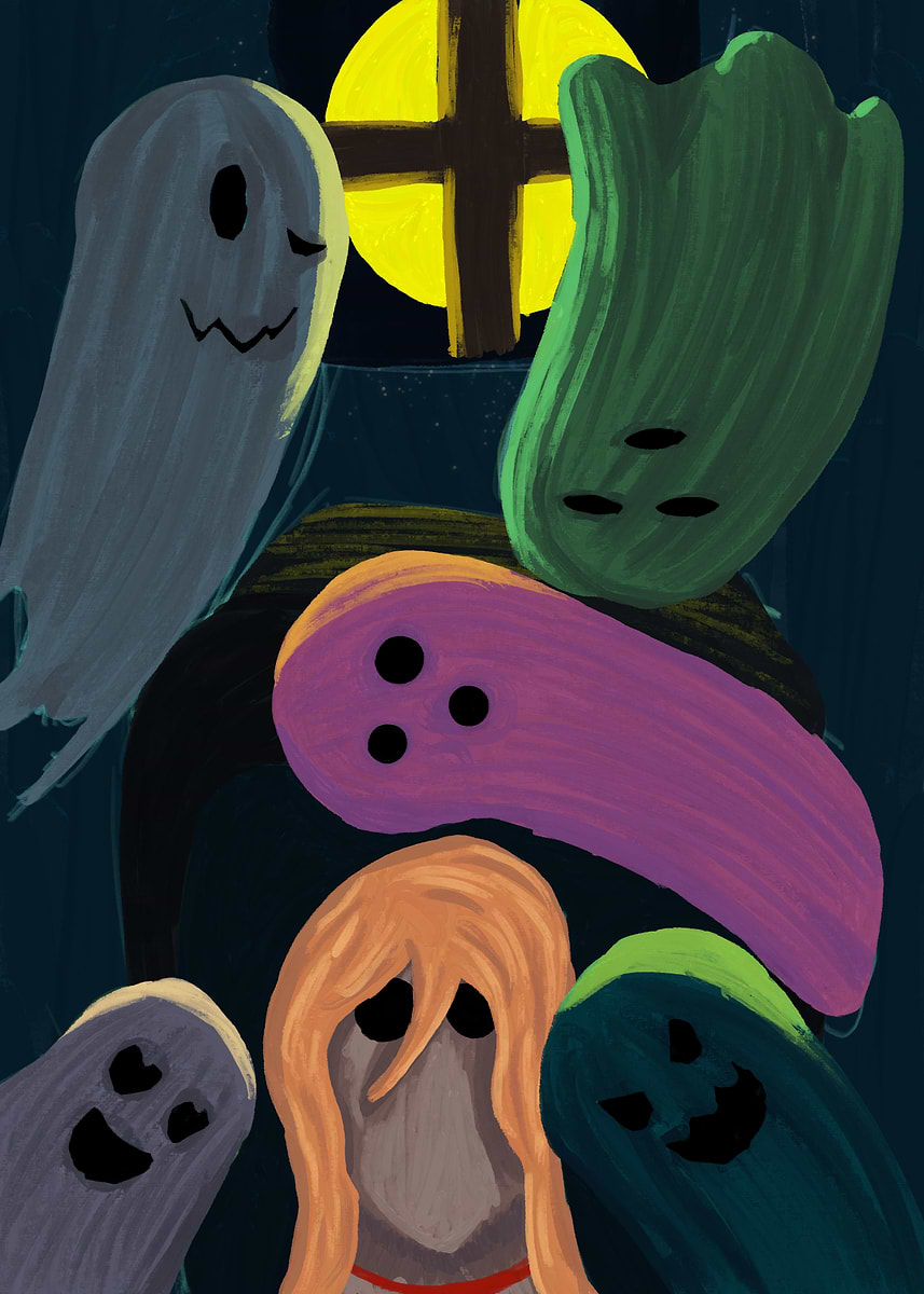'Colorful Ghosts in the Night' Poster, picture, metal print, paint by ...