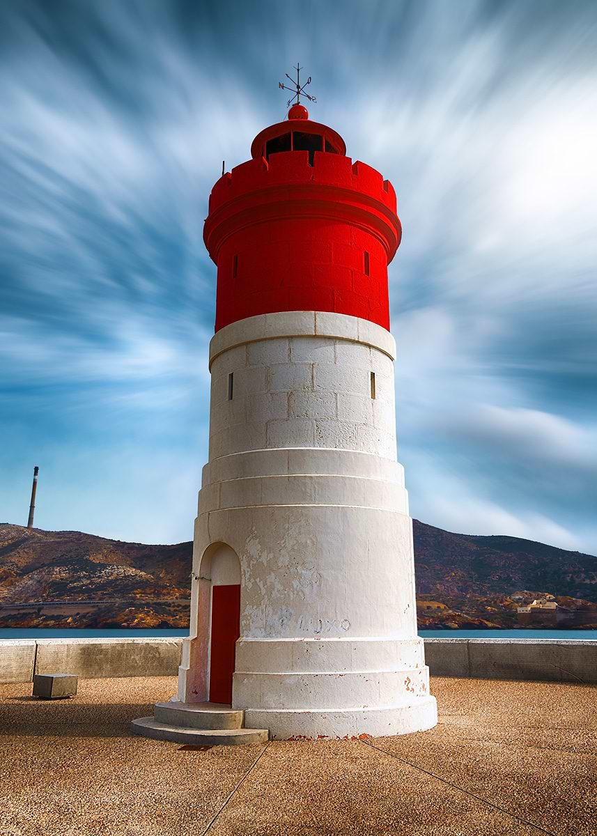 'Red and White Lighthouse by the Sea' Poster, picture, metal print ...