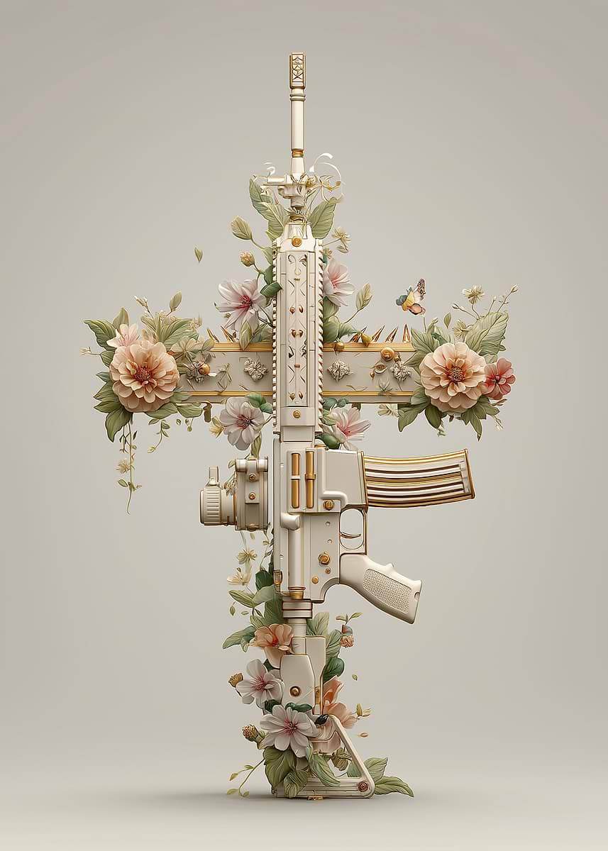 'Floral Gun Art' Poster, picture, metal print, paint by StoryPixels ...