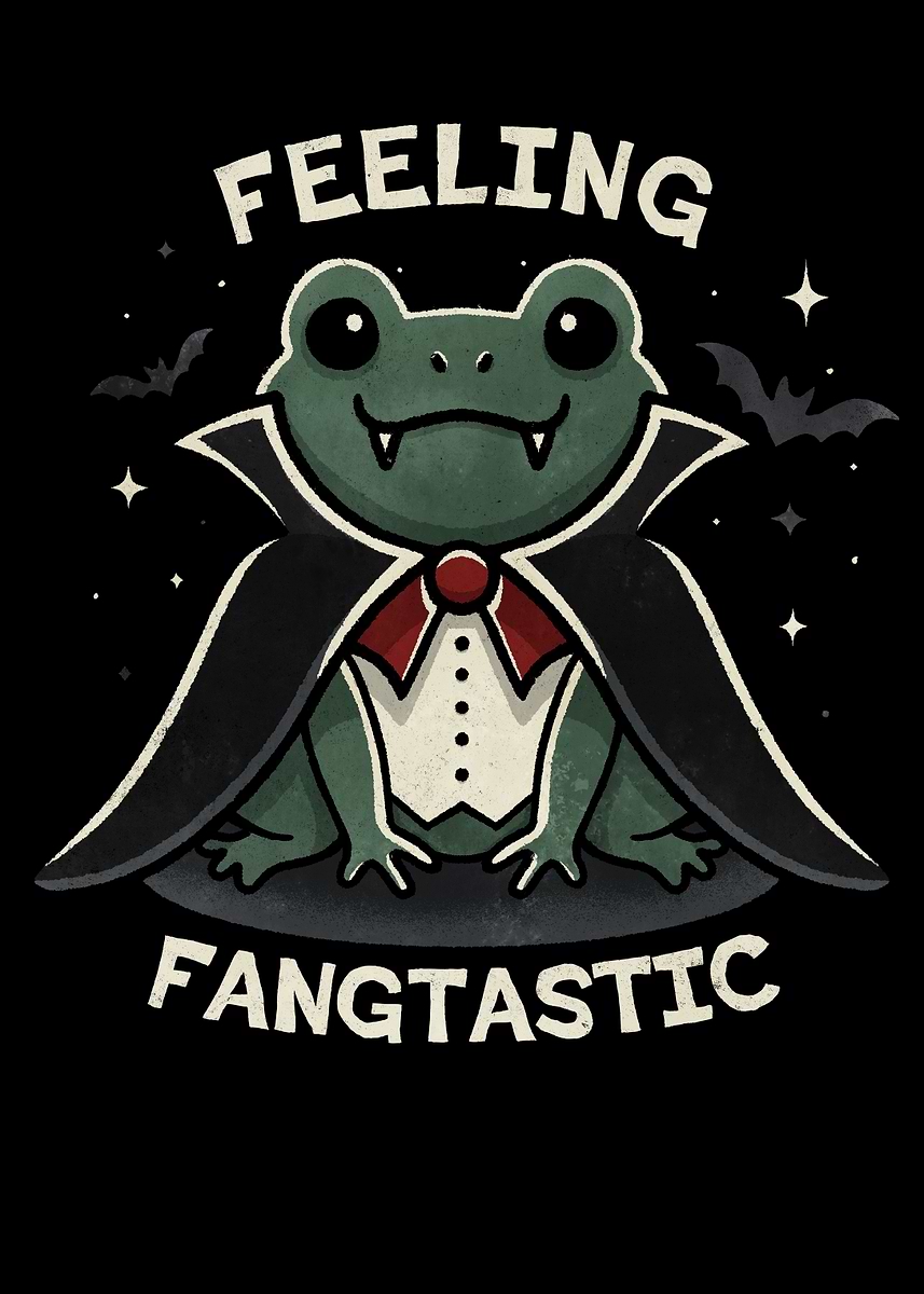 'Fangtastic Frog Vampire Halloween' Poster, picture, metal print, paint ...
