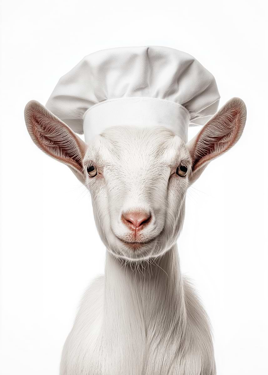 'Goat Chef Portrait' Poster, picture, metal print, paint by Lazy Owl ...