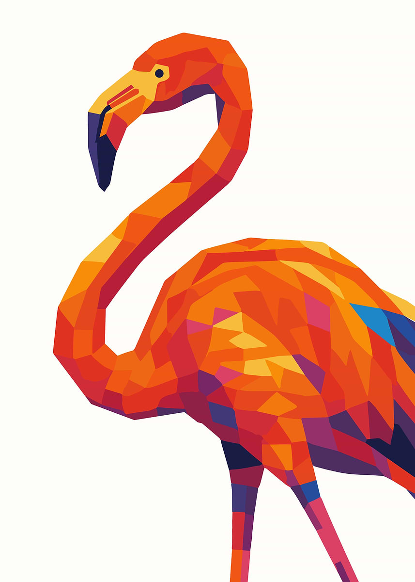 'Geometric Flamingo Art Cool' Poster, picture, metal print, paint by ...