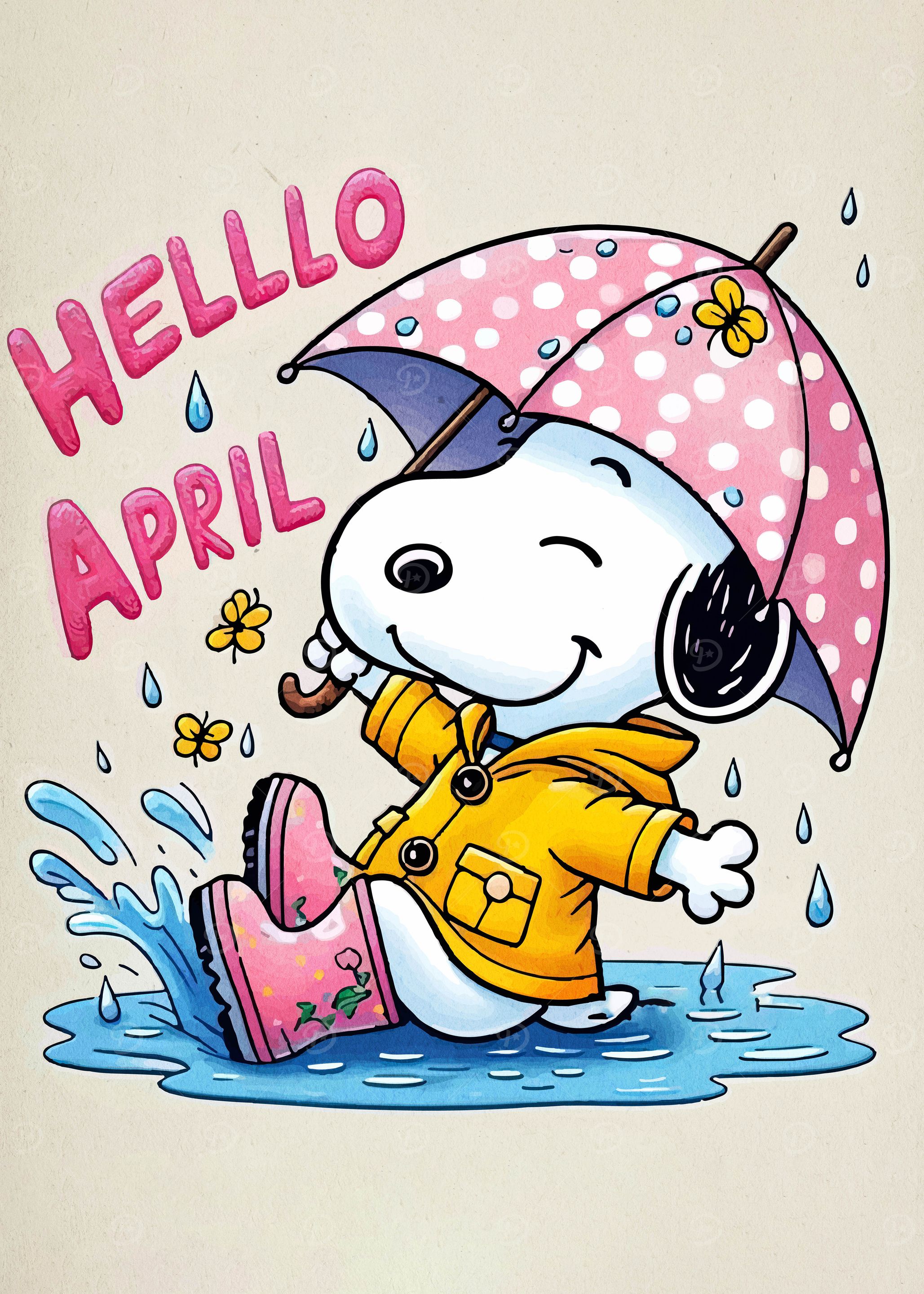 'Snoopy in April Showers' Poster, picture, metal print, paint by Hume ...