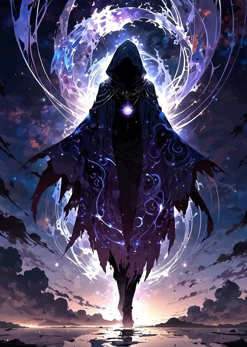 'Mystic Figure in Hooded Cloak' Poster, picture, metal print, paint by ...
