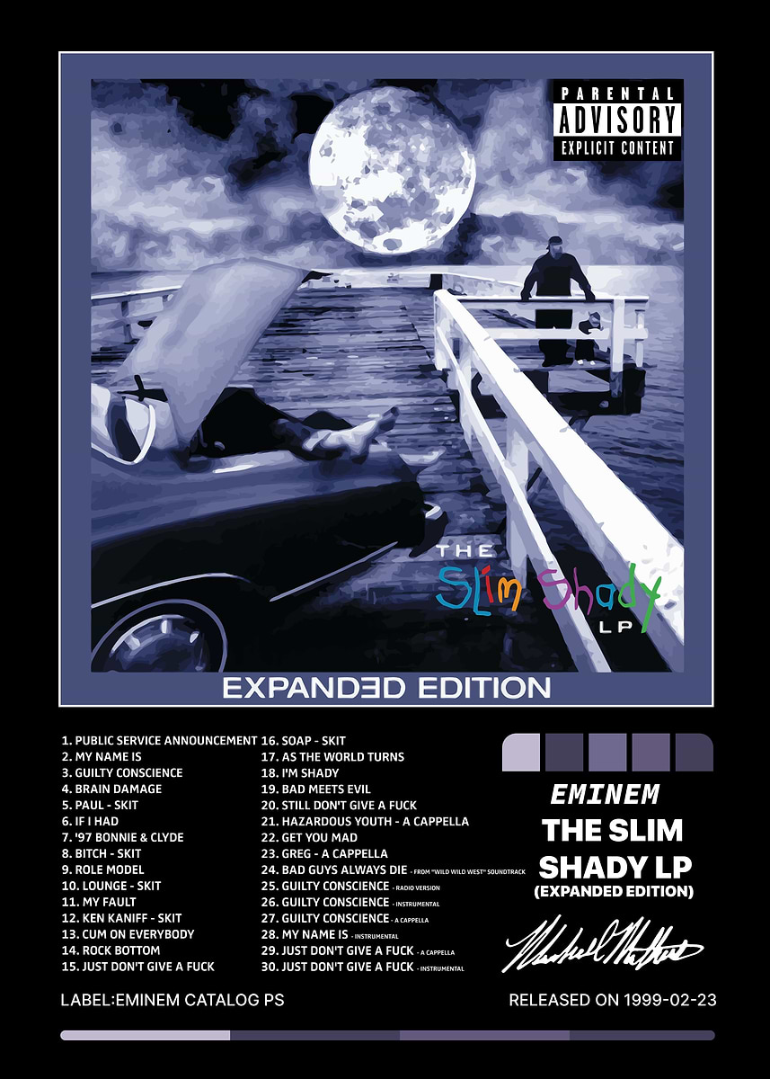 'Eminem - The Slim Shady LP' Poster, picture, metal print, paint by ...