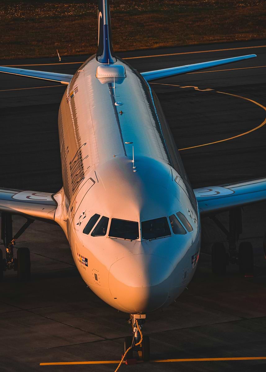 'Airbus A320 on the runway at sunset' Poster, picture, metal print ...