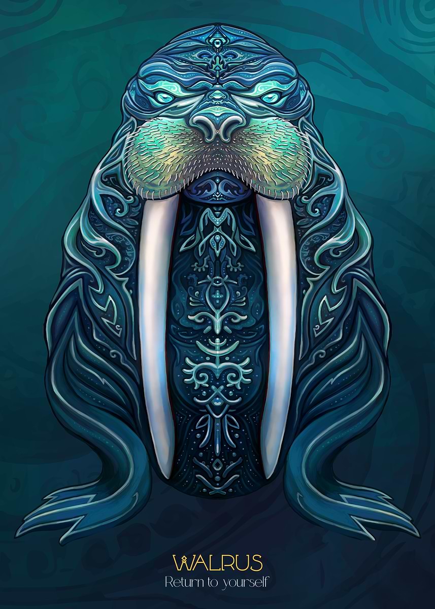 'Ornate Walrus Illustration' Poster, picture, metal print, paint by ...