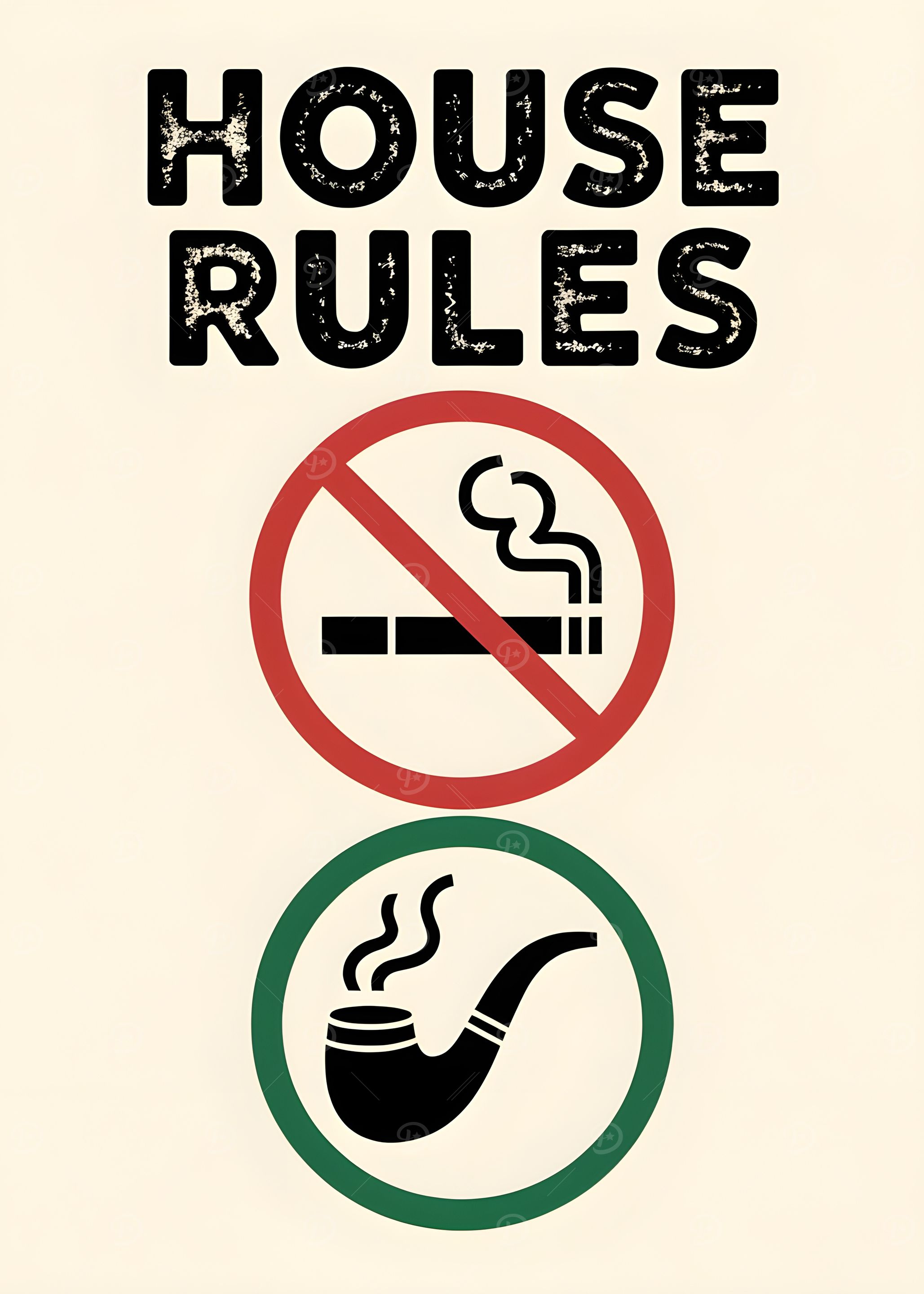'House Rules Sign: No Smoking, Pipe Allowed' Poster, picture, metal ...