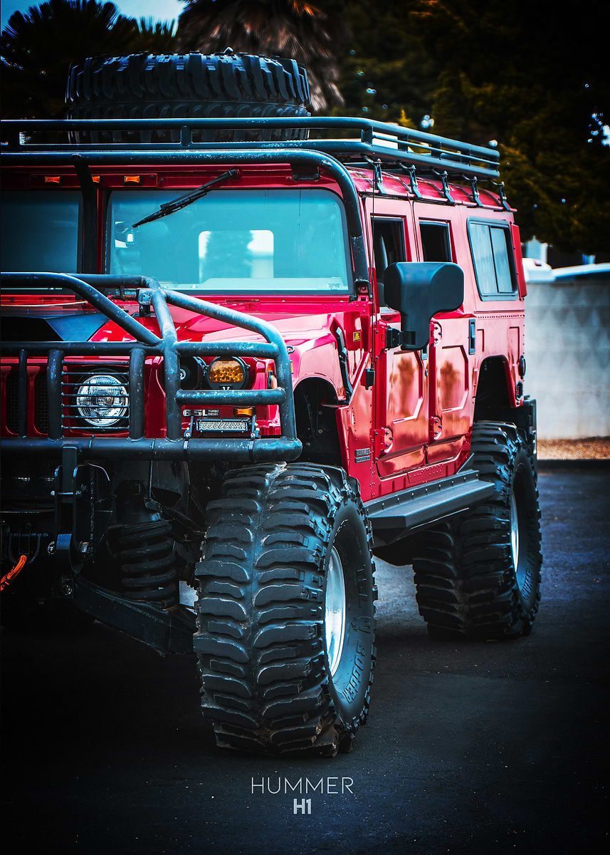 'Red Hummer H1 Off-Road Poster' Poster, picture, metal print, paint by ...
