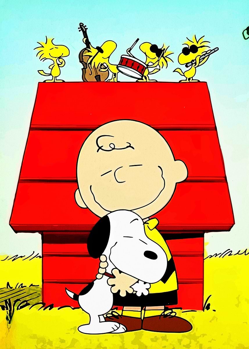 'Charlie Brown and Snoopy Hugging' Poster, picture, metal print, paint ...