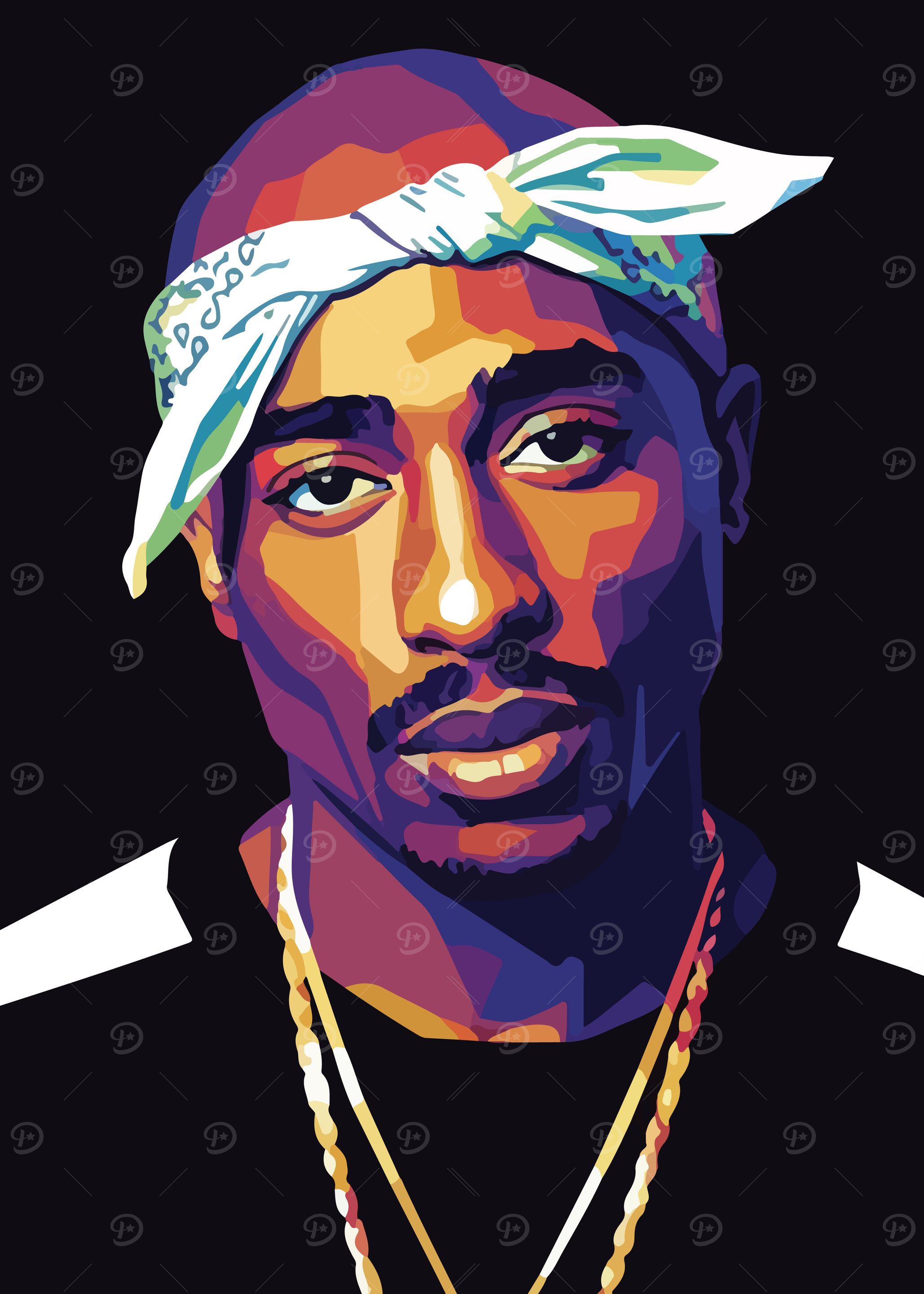 'Tupac Shakur Colorful Portrait' Poster, picture, metal print, paint by ...