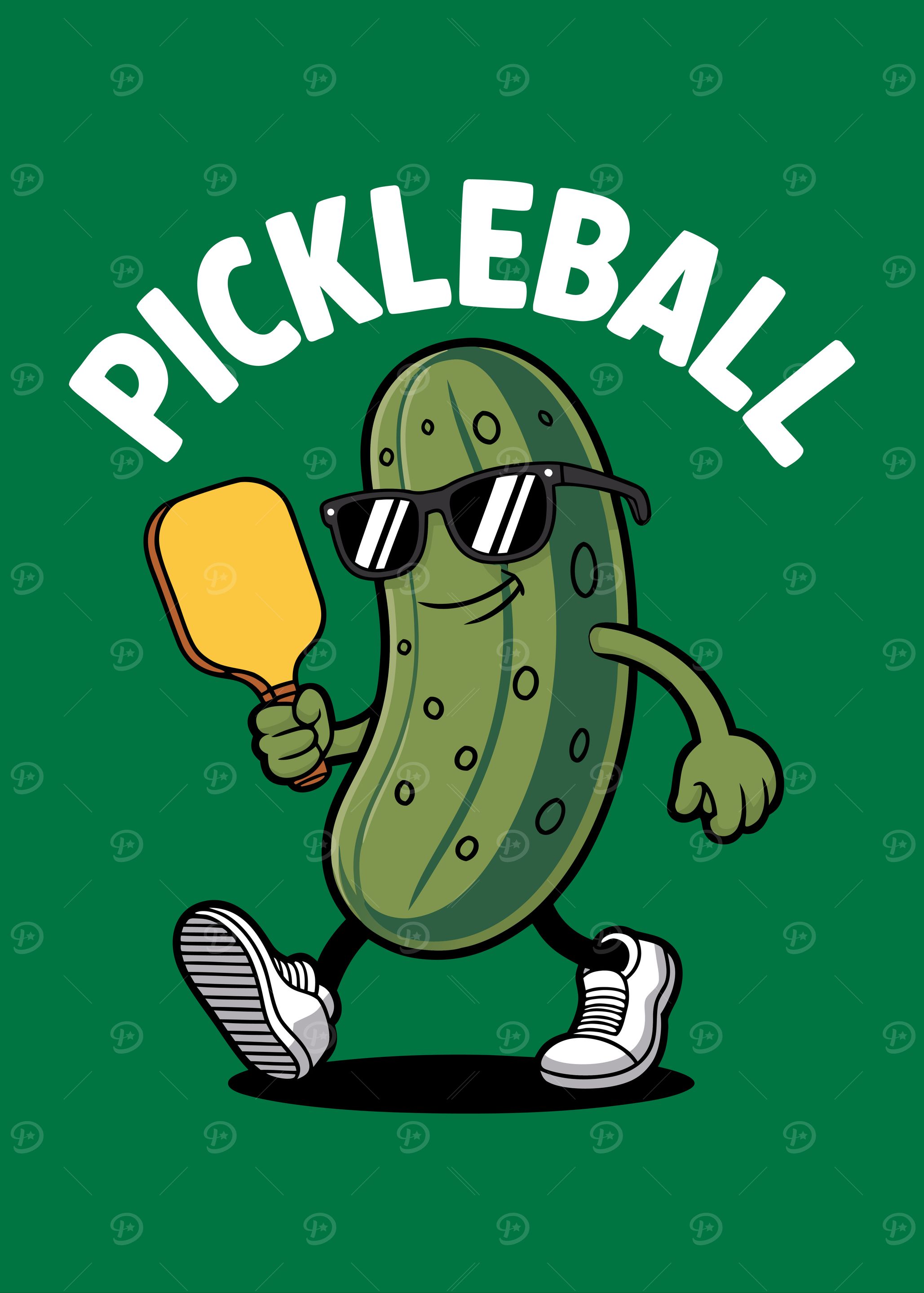 'Pickleball Pickle Cartoon Character' Poster, picture, metal print ...