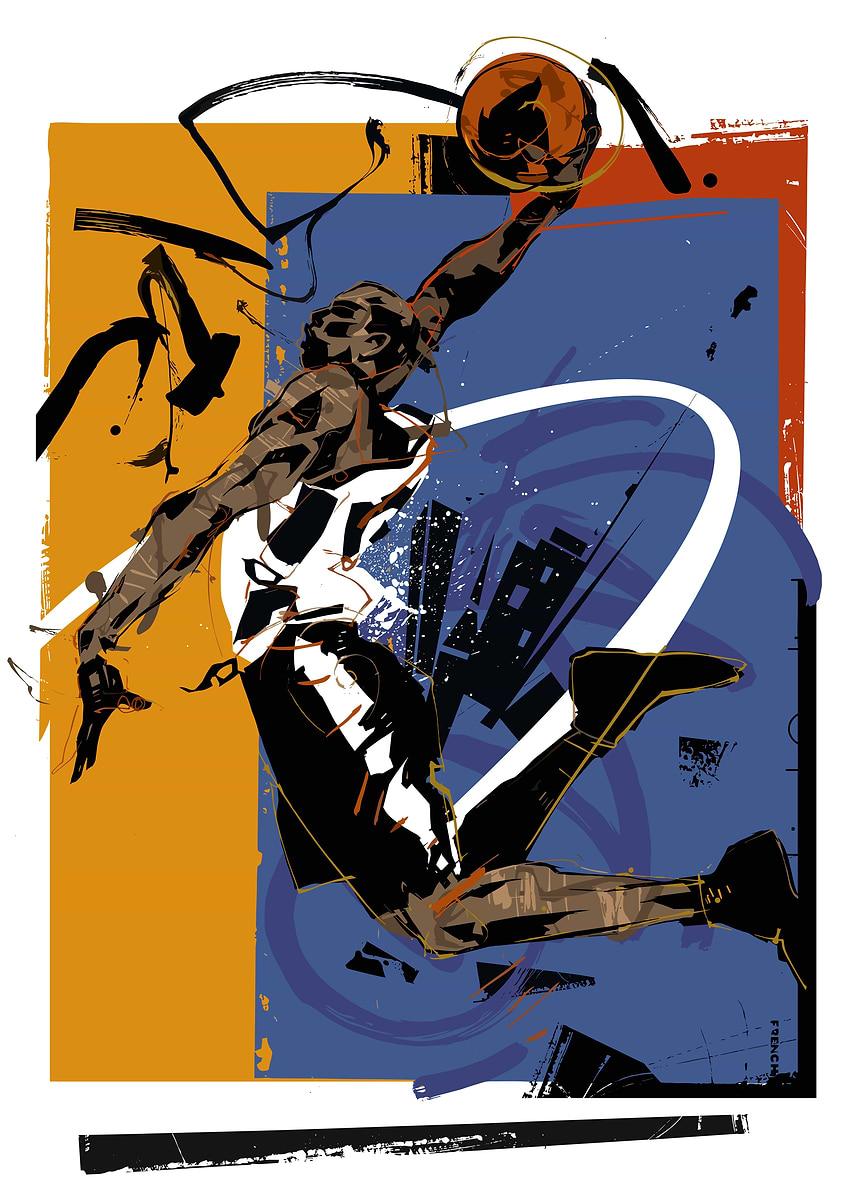 'Basketball Player Dunking Abstract Art' Poster, picture, metal print ...