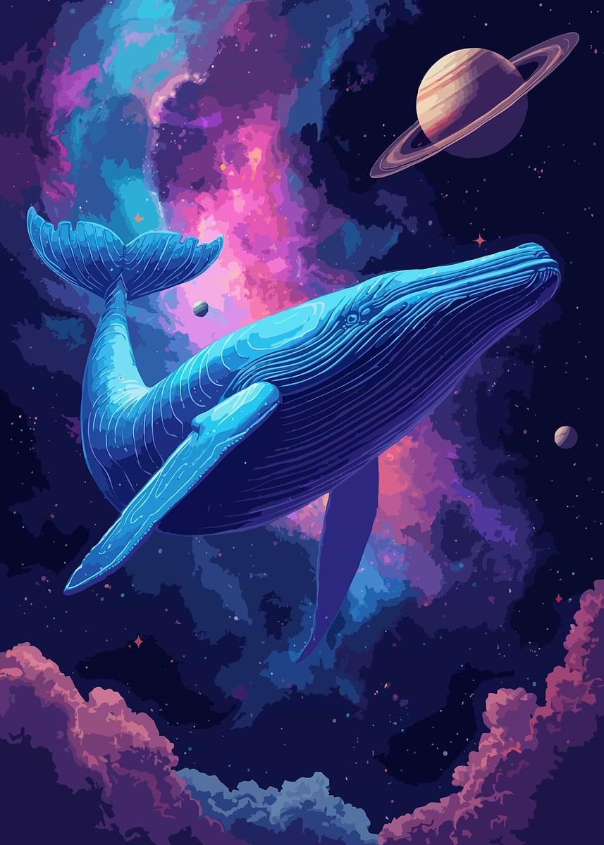 'Digital Art of Cosmic Whale in Nebula' Poster, picture, metal print ...