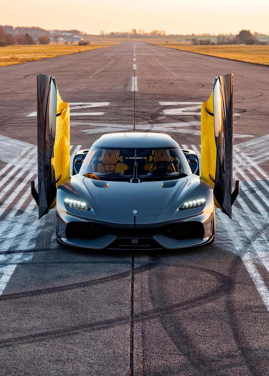 'Koenigsegg Gemera on Runway' Poster, picture, metal print, paint by ...