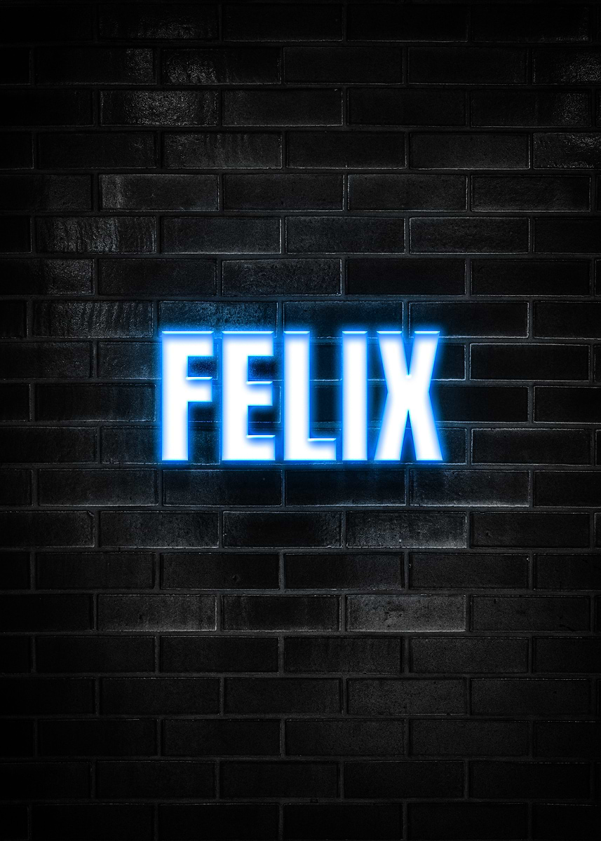 'Felix Neon Sign on Brick Wall' Poster, picture, metal print, paint by ...
