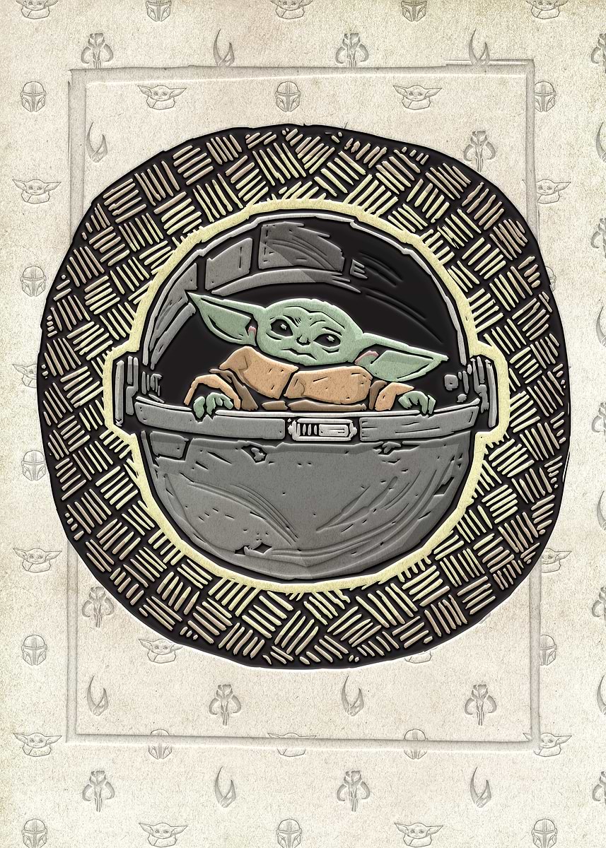 'Mandalorian Grogu Pod Portrait' Poster, picture, metal print, paint by ...