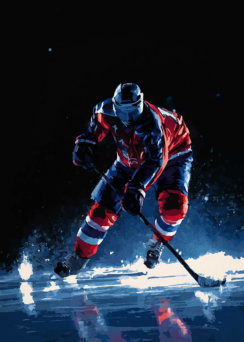 'Hockey Player in Action, Digital Art' Poster, picture, metal print ...