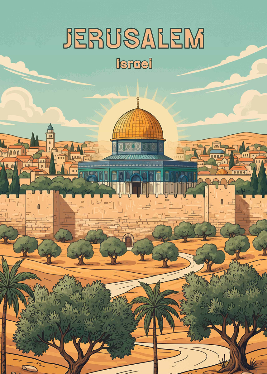 'Jerusalem, Israel Travel Poster' Poster, picture, metal print, paint ...