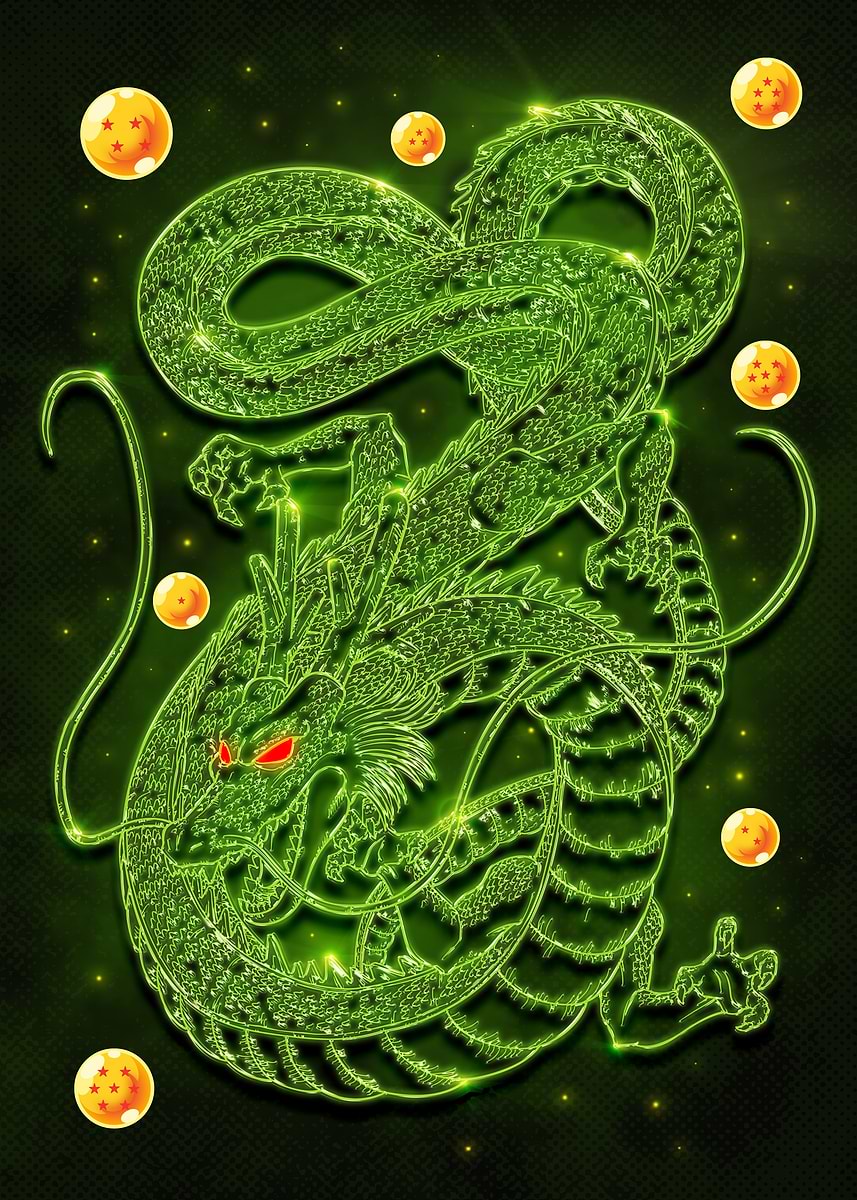 'Shenron: Wish-Granting Neon Dragon' Poster, picture, metal print ...