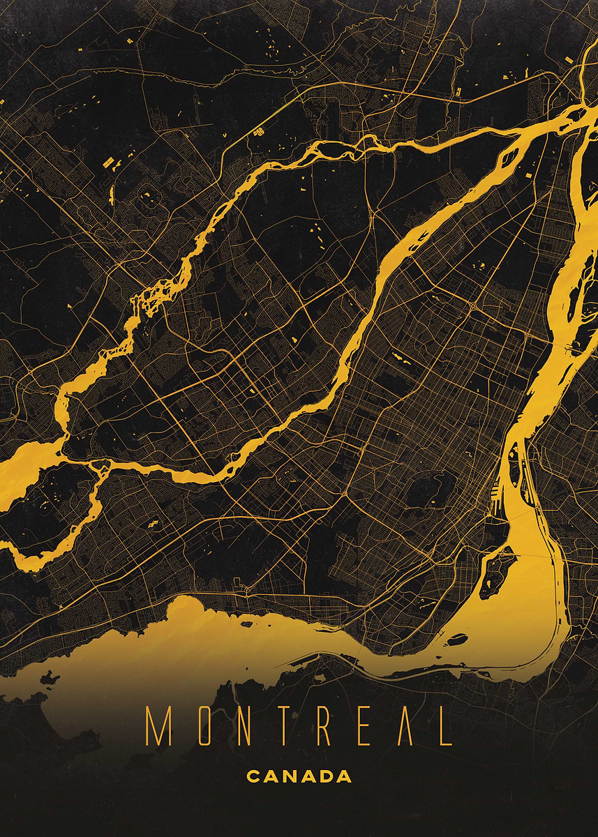'Montreal, Canada City Map Artwork - Modern Minimalist Street Map of ...