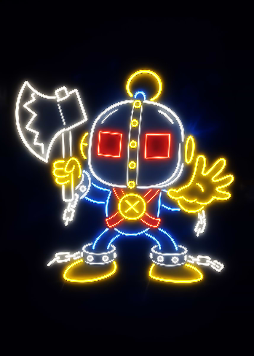 'Iron Mask Bomber Neon' Poster, picture, metal print, paint by ...