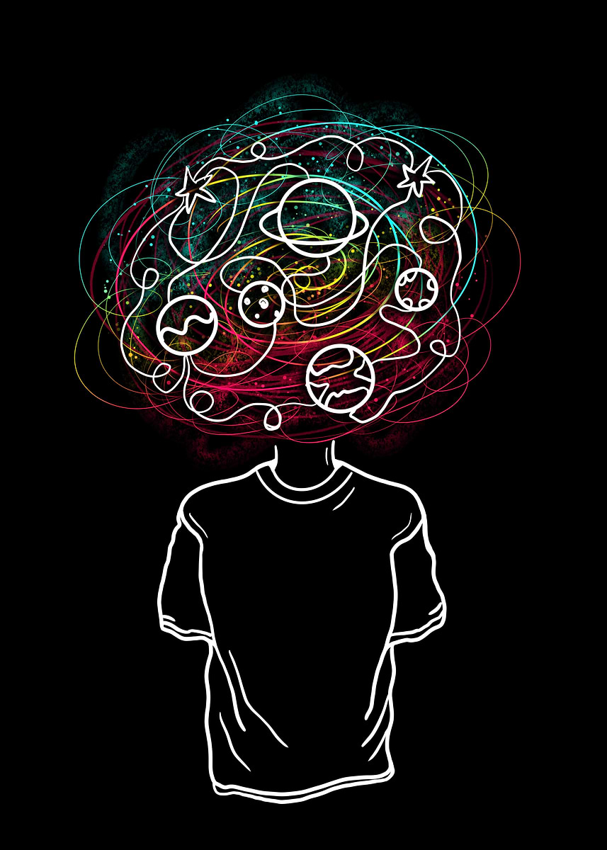 'Cosmic Mind: Planets and Thoughts' Poster, picture, metal print, paint ...