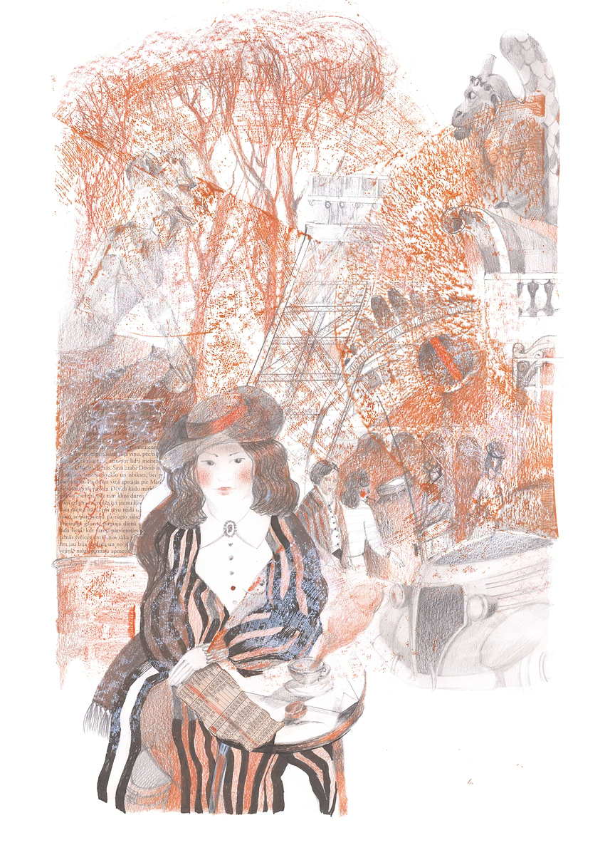 'Vintage Woman in Paris Illustration' Poster, picture, metal print ...