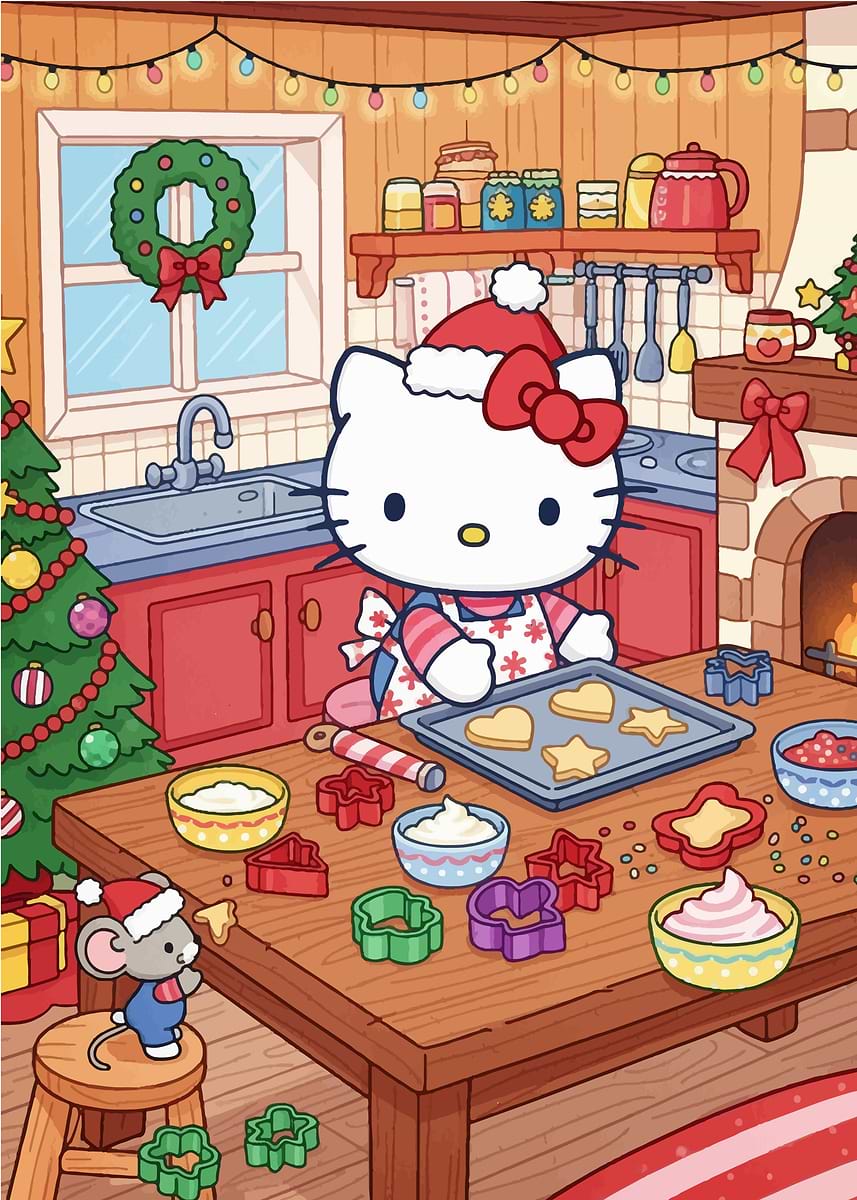 'Hello Kitty Christmas Baking Scene' Poster, picture, metal print ...