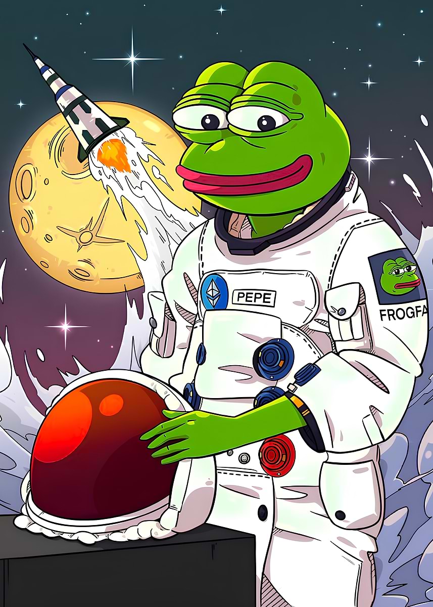 'Pepe the Frog Astronaut in Space' Poster, picture, metal print, paint ...