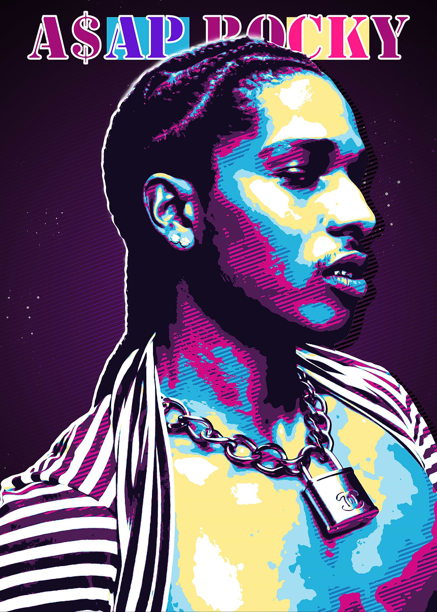 'Asap Rocky' Poster, picture, metal print, paint by Rose Art | Displate