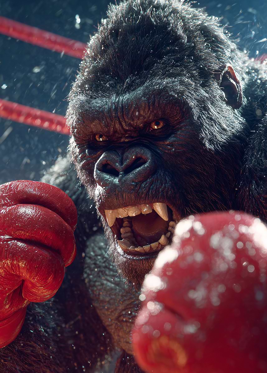 'Fierce Gorilla Boxer' Poster, picture, metal print, paint by poko roko ...