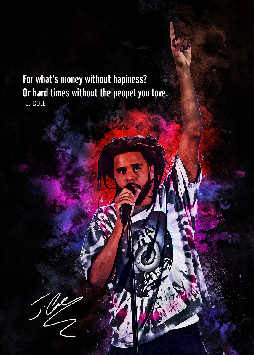 'J. Cole Portrait' Poster, picture, metal print, paint by WhimsiWorks ...