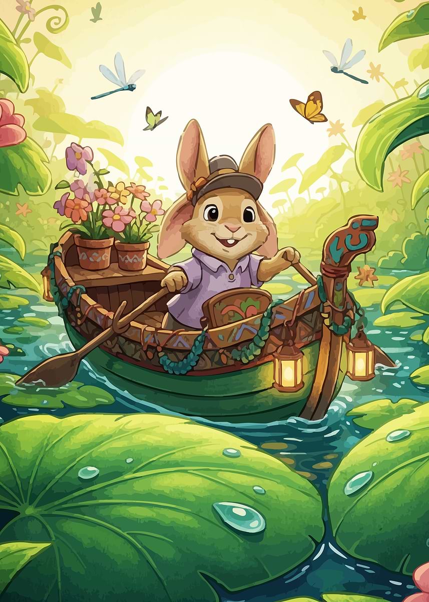 'Rabbit Boat Animal' Poster, picture, metal print, paint by Debra ...