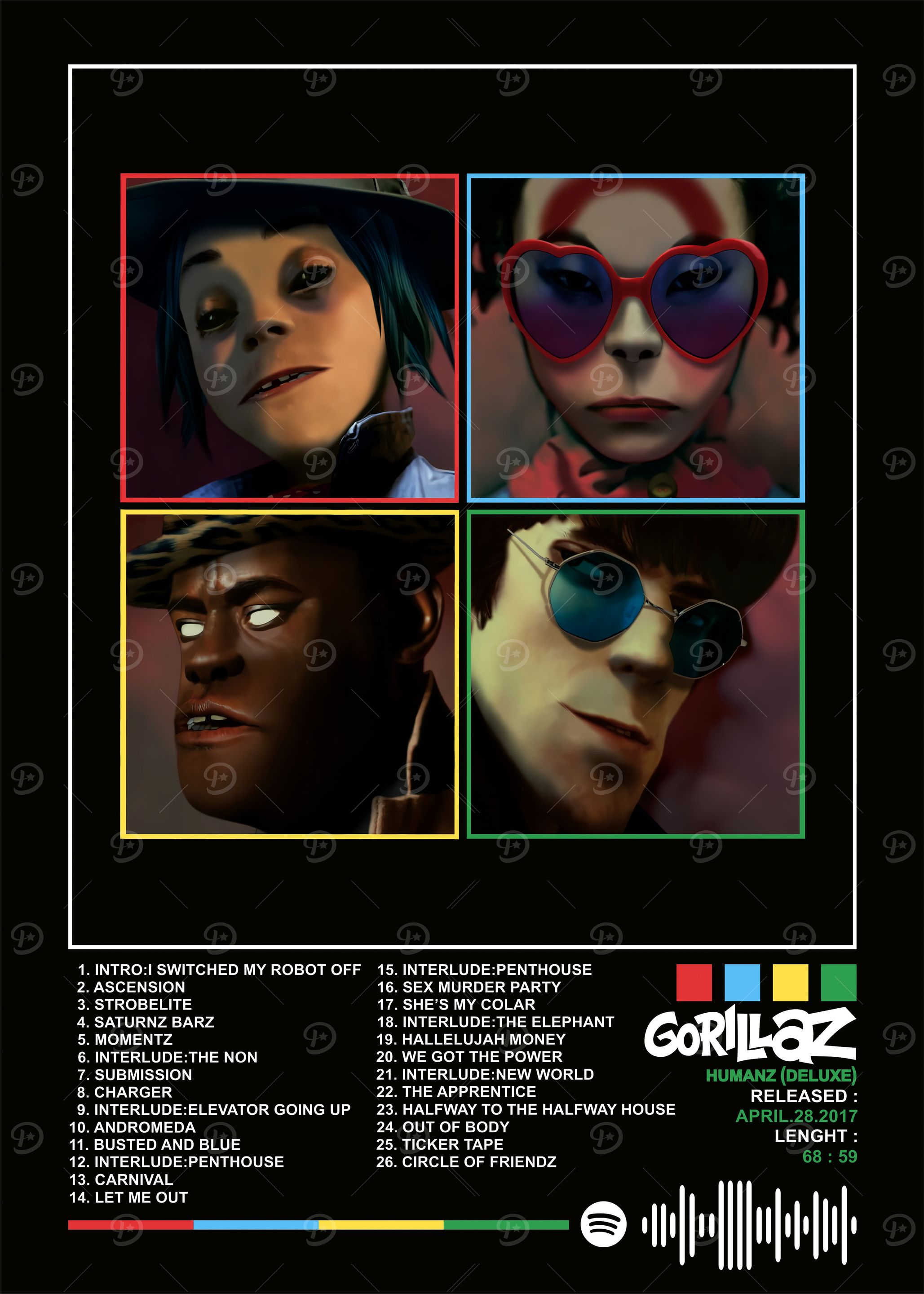 'Gorillaz Humanz Deluxe Album Cover' Poster, picture, metal print ...