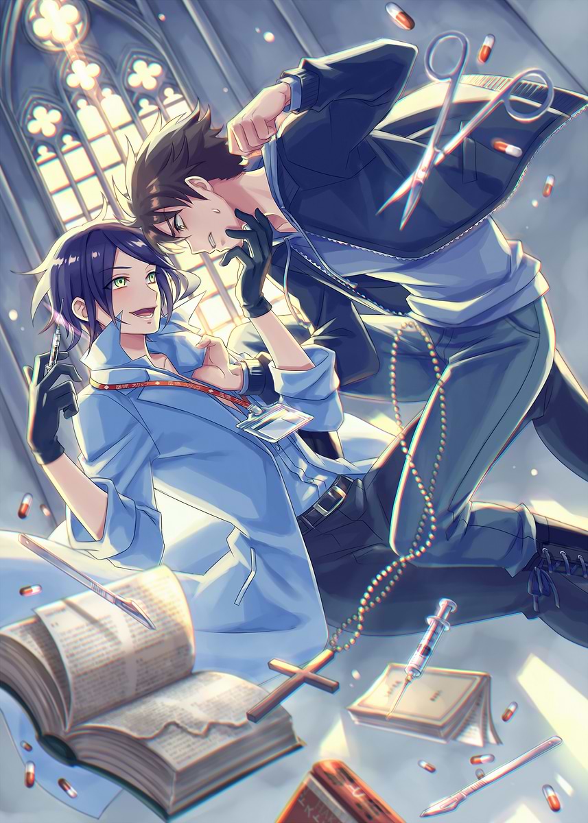 'Anime-style medical scene with two characters' Poster, picture, metal ...