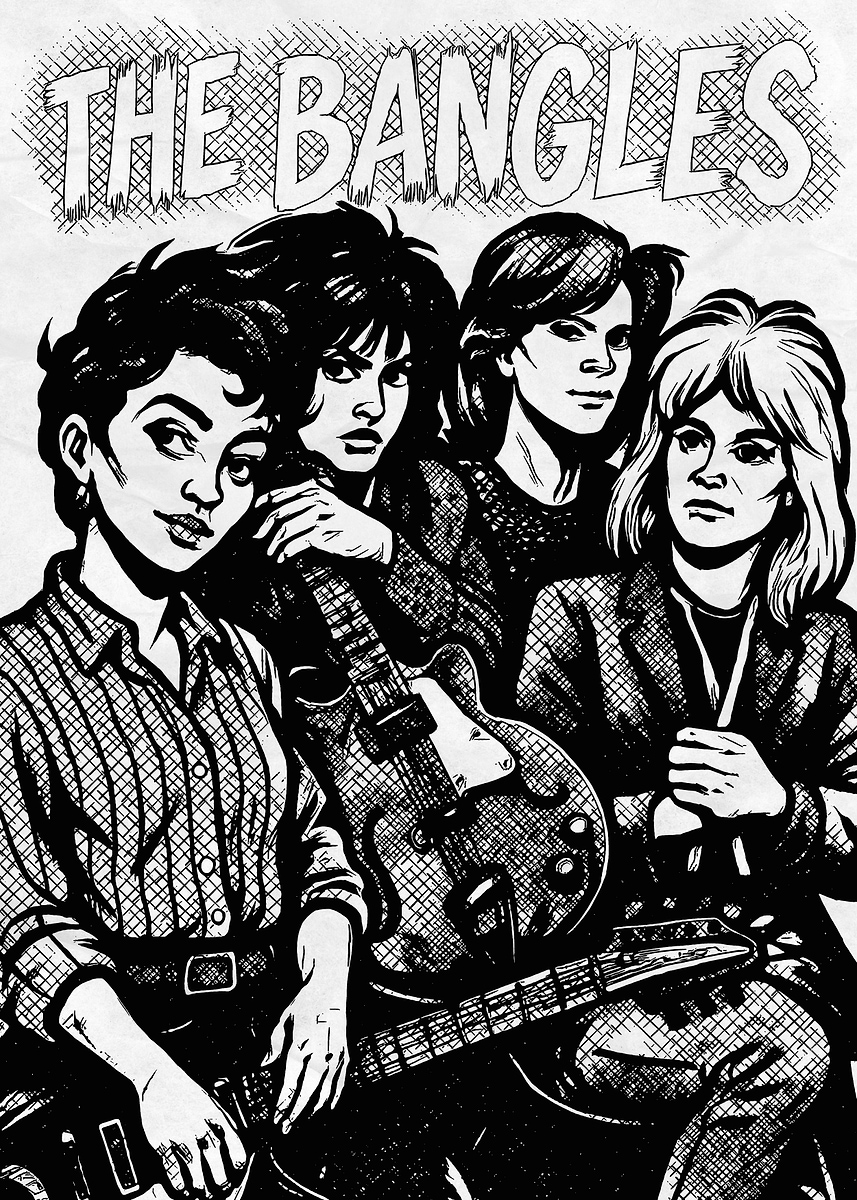 'The Bangles Band Black and White Art' Poster, picture, metal print ...