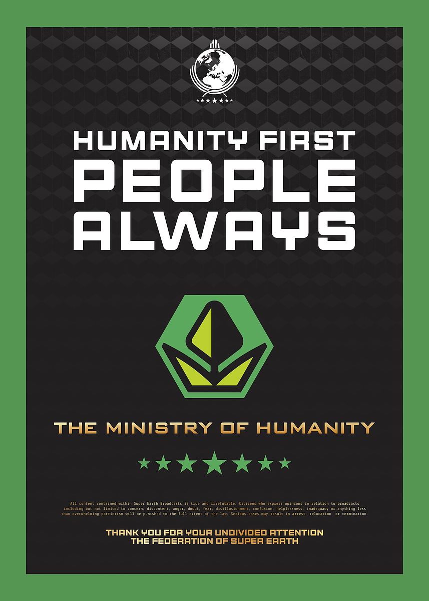 'Super Earth Propaganda: Humanity First' Poster, picture, metal print ...