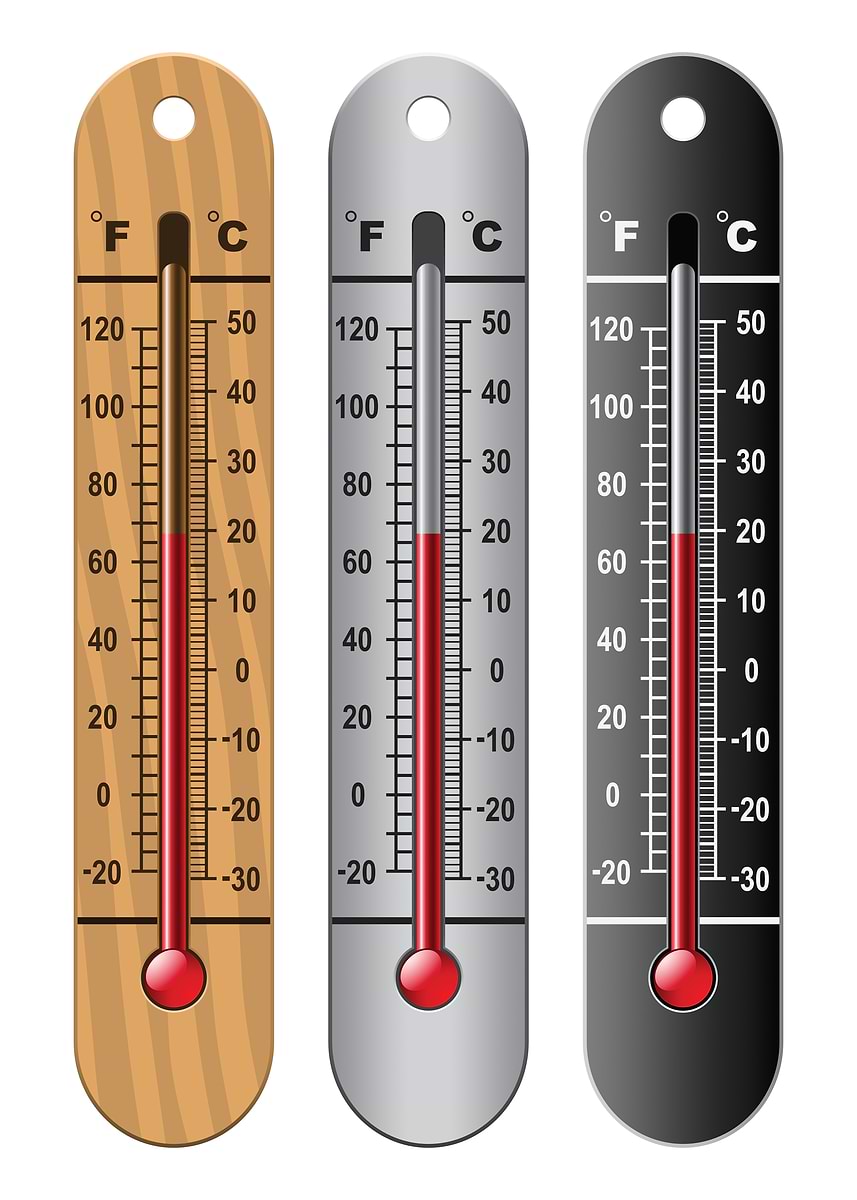 'Three Thermometers with Varying Temperatures' Poster, picture, metal ...