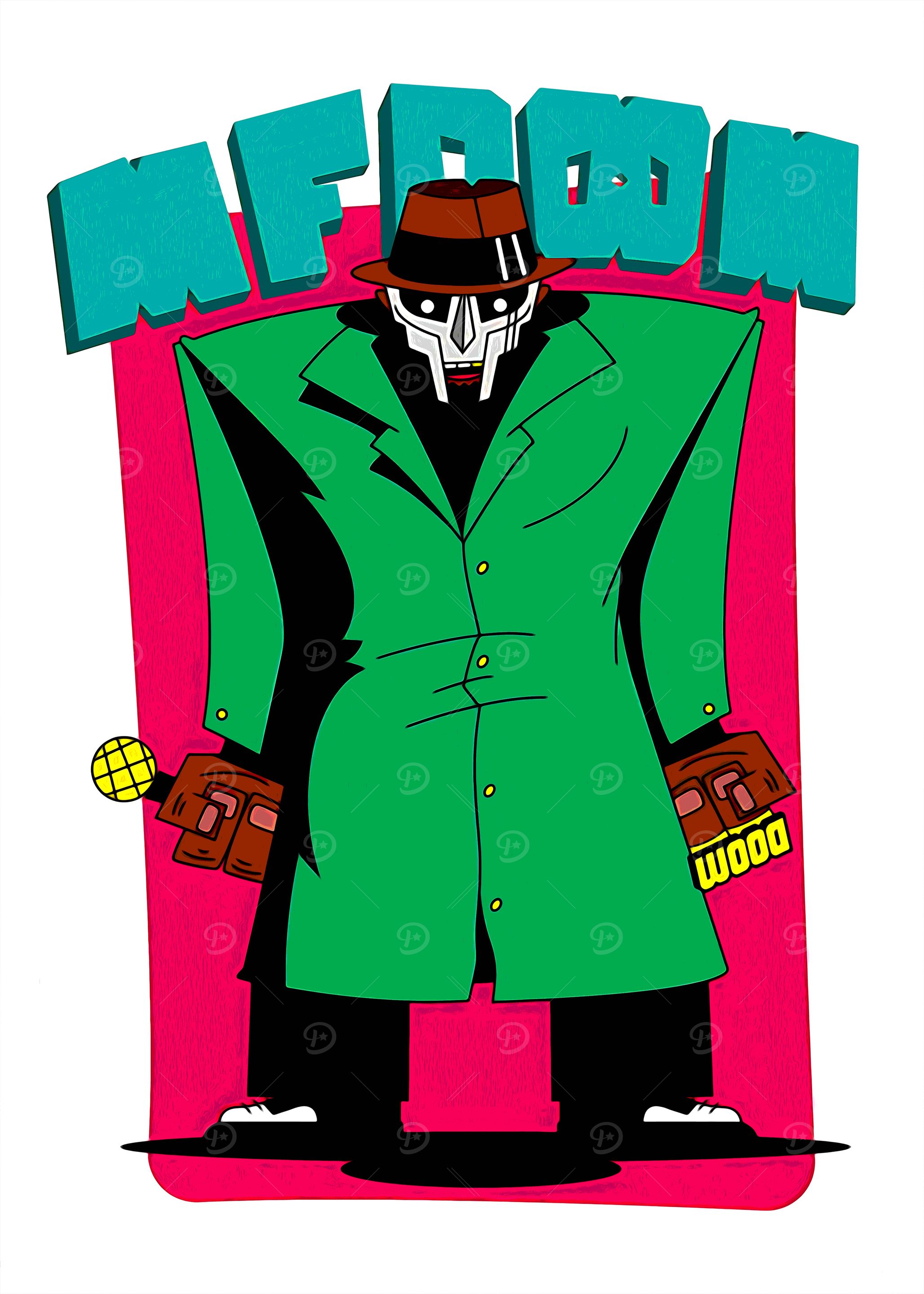 'MF DOOM Cartoon Illustration' Poster, picture, metal print, paint by ...