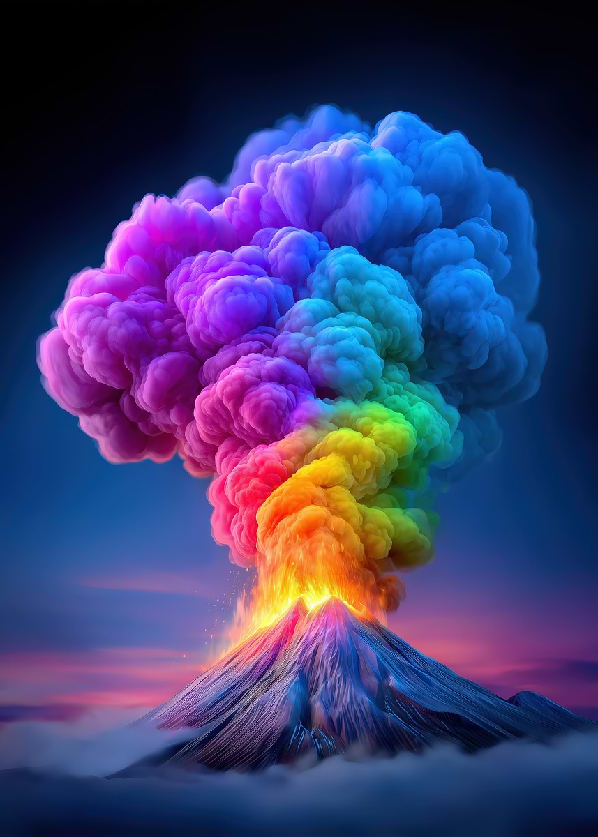 'Colorful Volcano Eruption' Poster, picture, metal print, paint by ...
