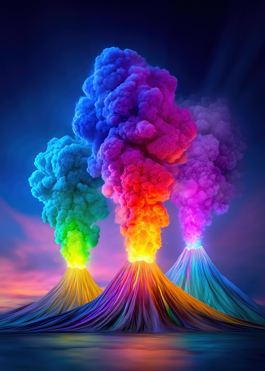 'Colorful Volcanic Eruption' Poster, picture, metal print, paint by ...