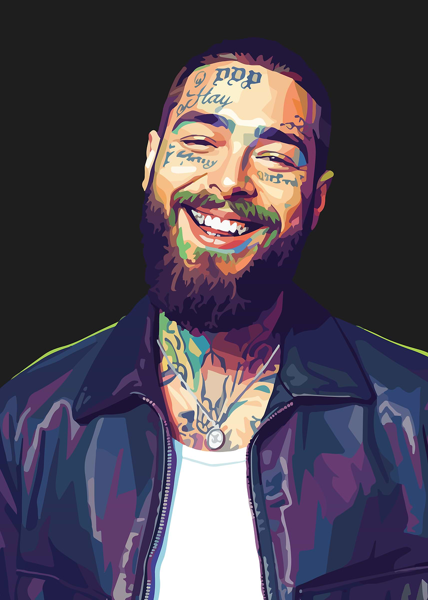 'Post Malone Portrait Digital Art' Poster, picture, metal print, paint ...
