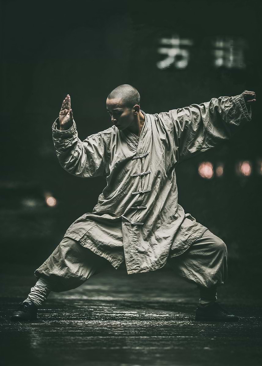 'Shaolin Monk Martial Arts Stance' Poster, picture, metal print, paint ...