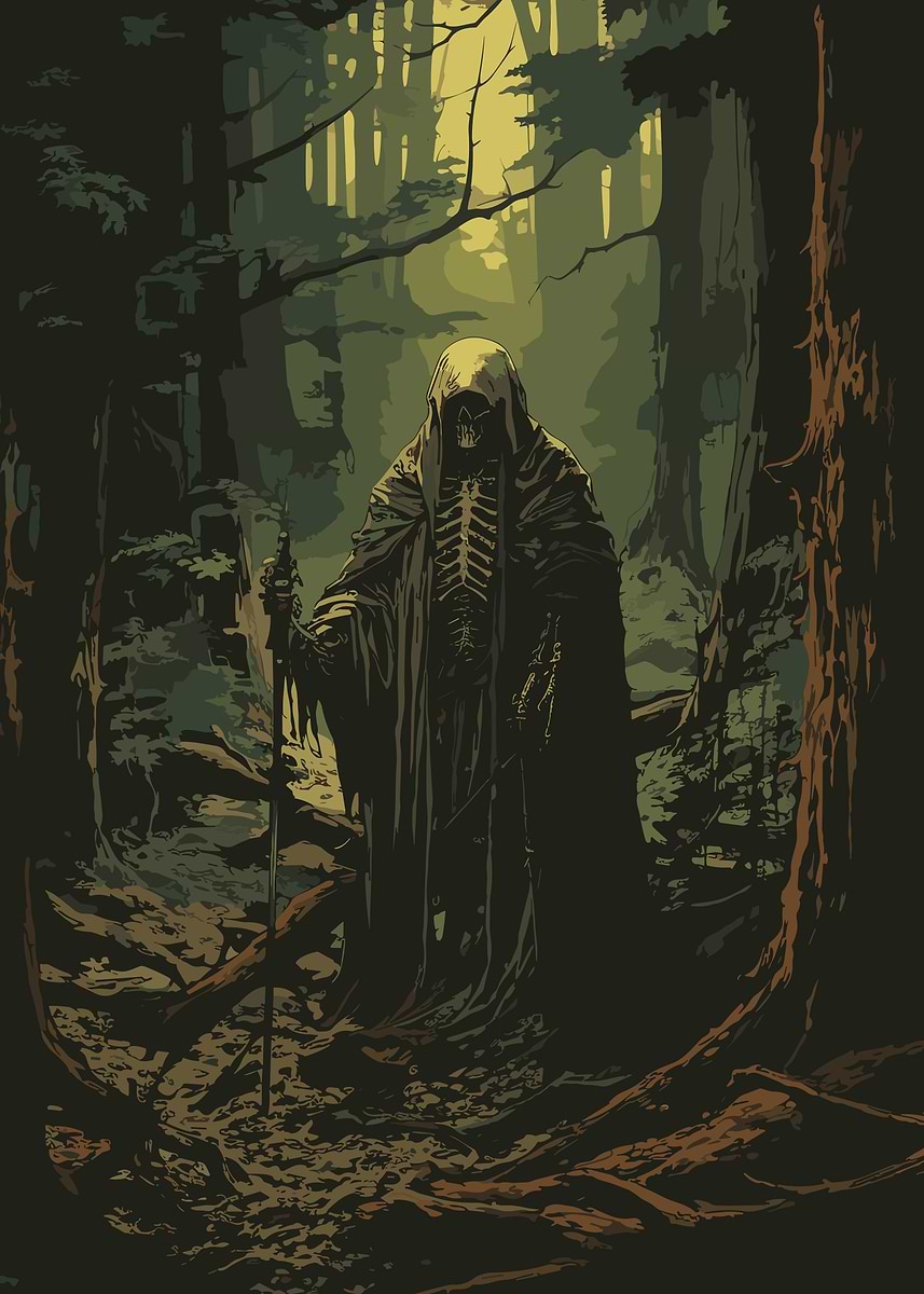 'Grim Reaper in Forest' Poster, picture, metal print, paint by Ray ...