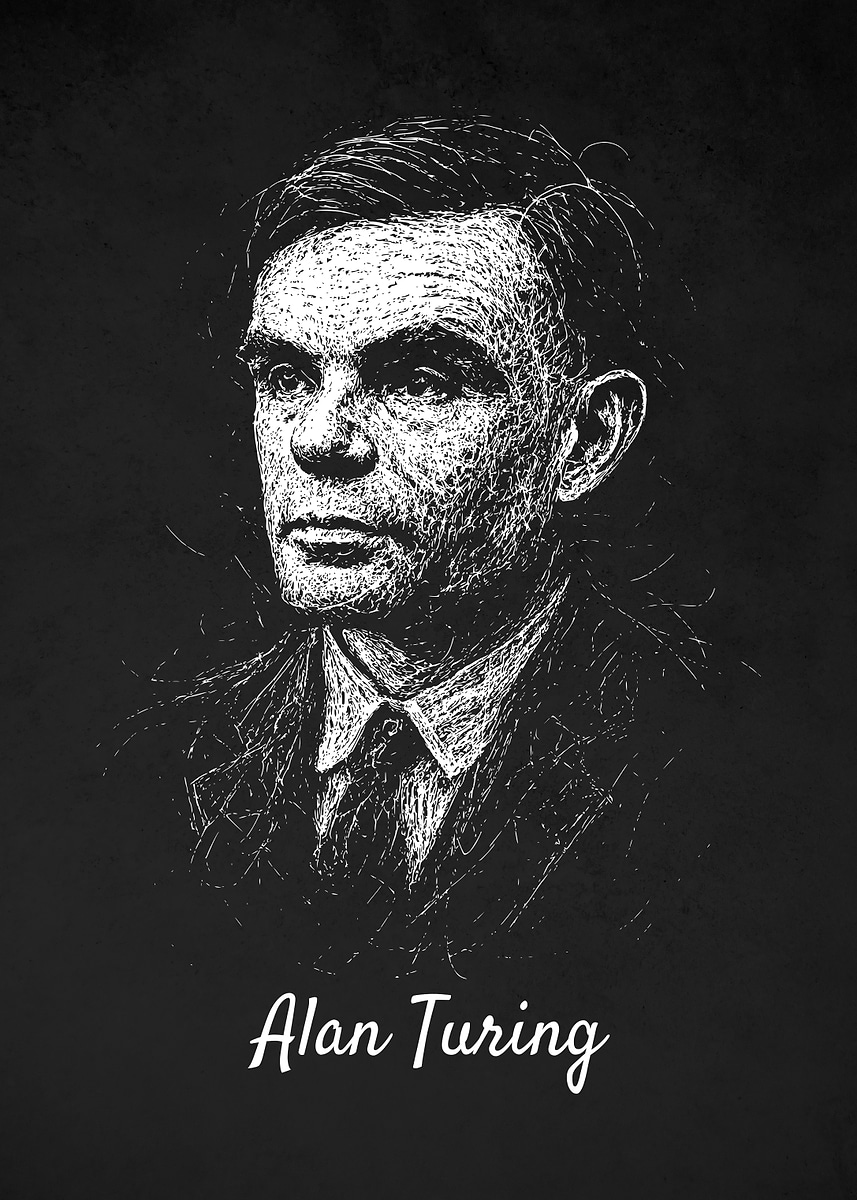 'Alan Turing Portrait Sketch Art' Poster, picture, metal print, paint ...